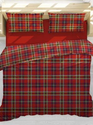 Complet draps en coton Tartan